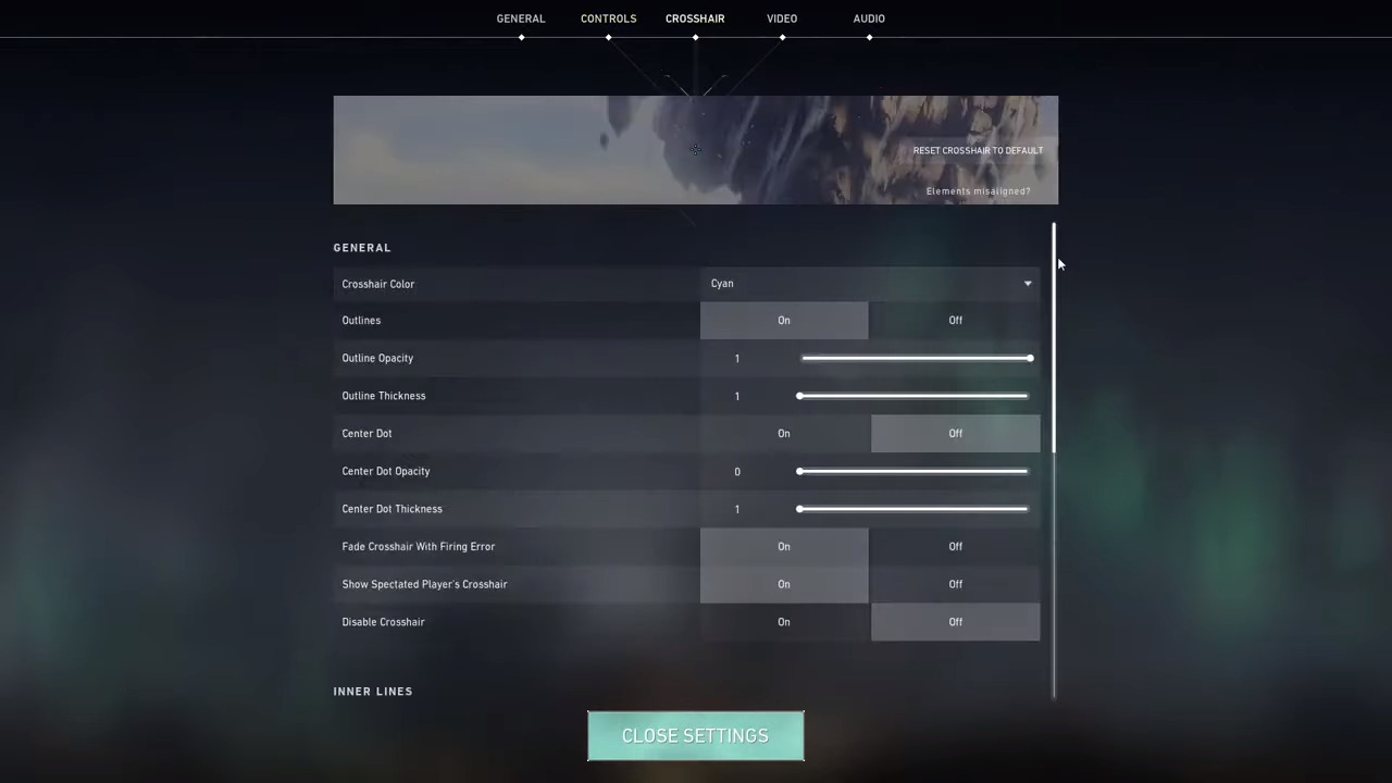Sinatraa crosshair VALORANT